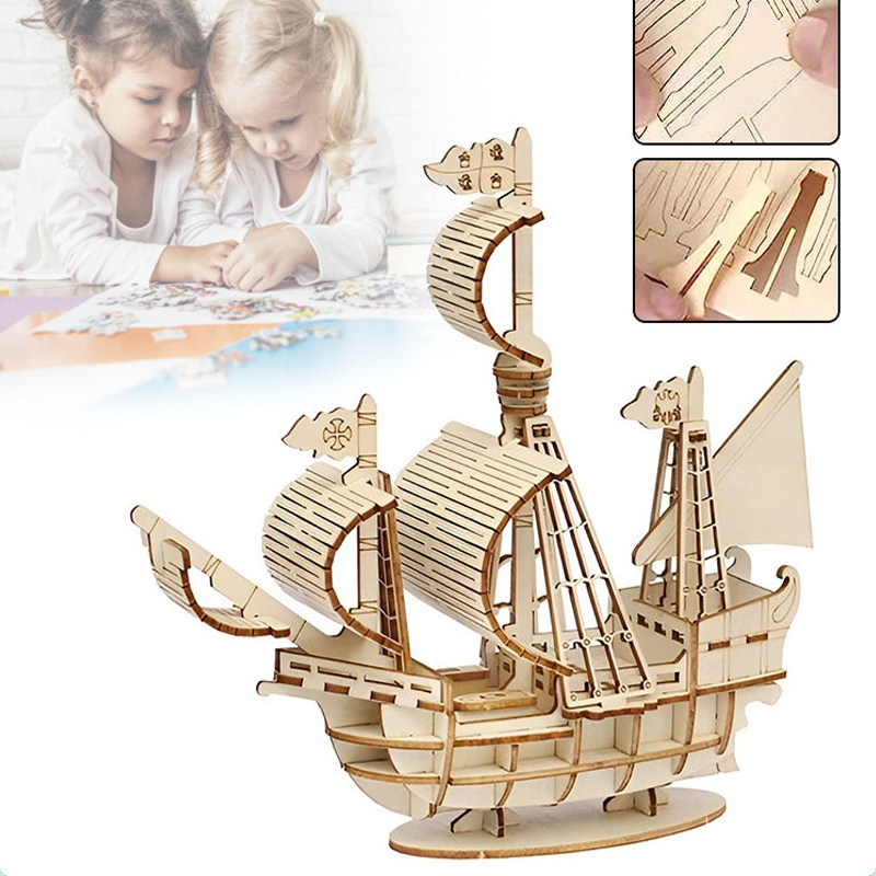 3D Wooden Puzzles Model Kit Ship Model Kit DIY Sailing Ship Model Kit ...