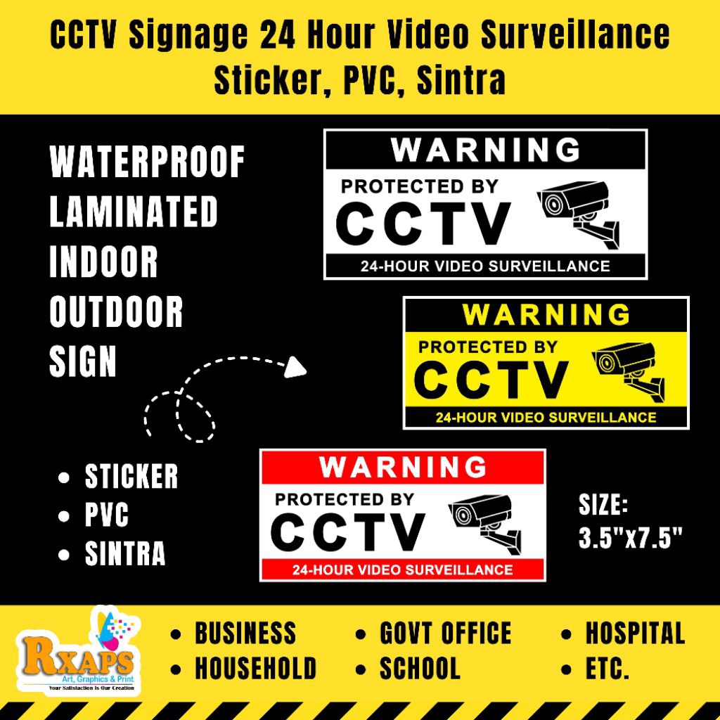 CCTV WARNING SIGN STICKER PVC SINTRA WATERPROOF LAMINATED | Shopee ...