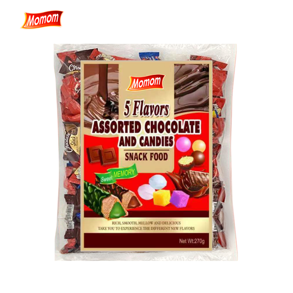 Momom 5 Flavors Assorted Chocolate and Candies (270 Grams Snack Dessert ...