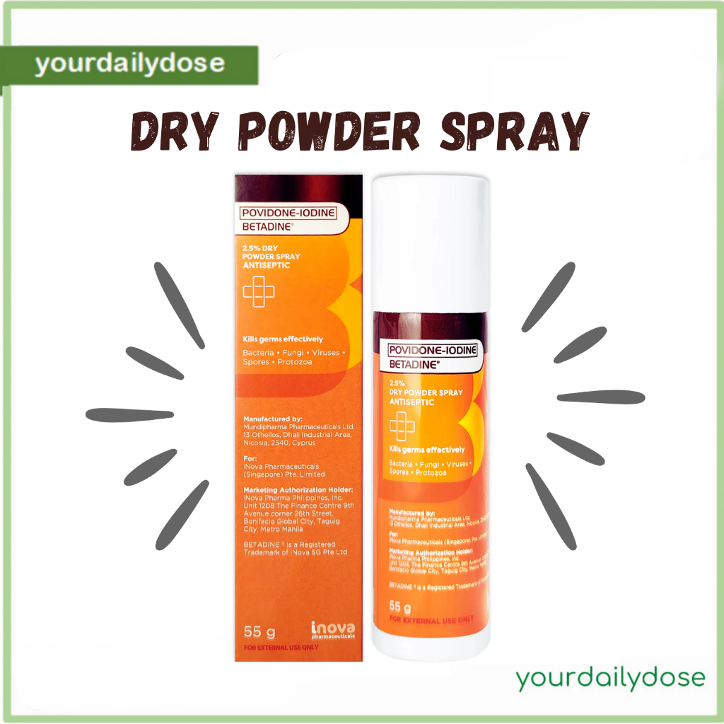 Betadine Dry Powder Spray 55 GRAMS | Shopee Singapore