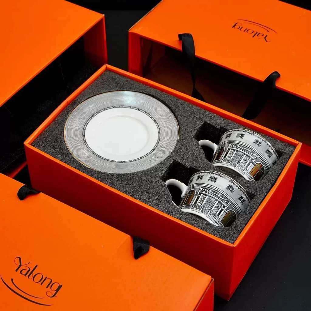 VIĆI Set of 2 Bone Teacups Mugs High End Roman Gift Set for Christmas ...