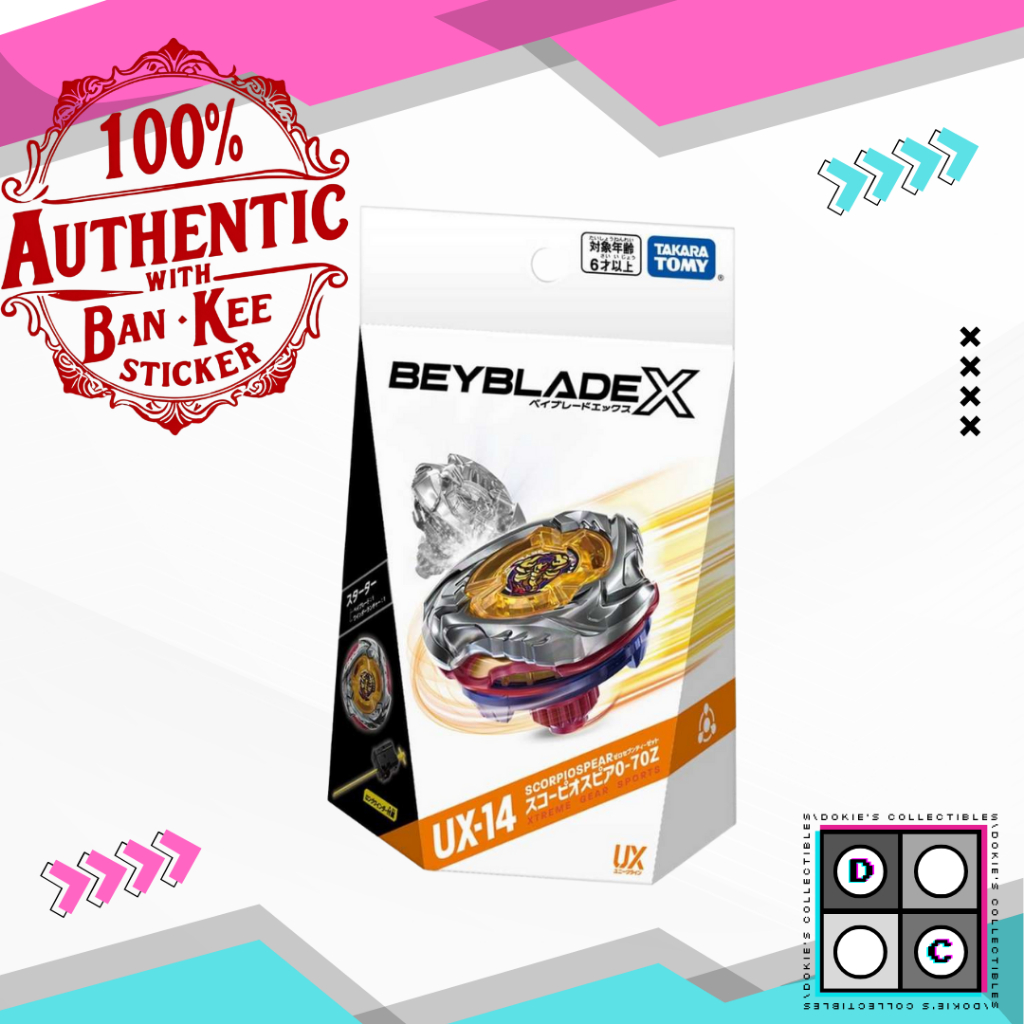 TAKARA TOMY BEYBLADE X W/ BAN KEE STICKER UX-14 ScorpioSpear 0-70Z ...