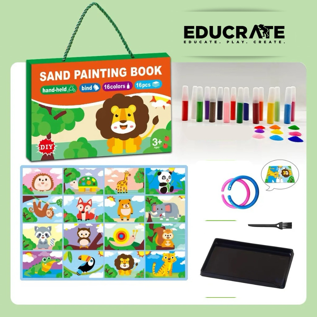 EDUCRATEPH DIY Sand Painting Book • 16 Sheets + 16 Colors Sand Art Kit ...