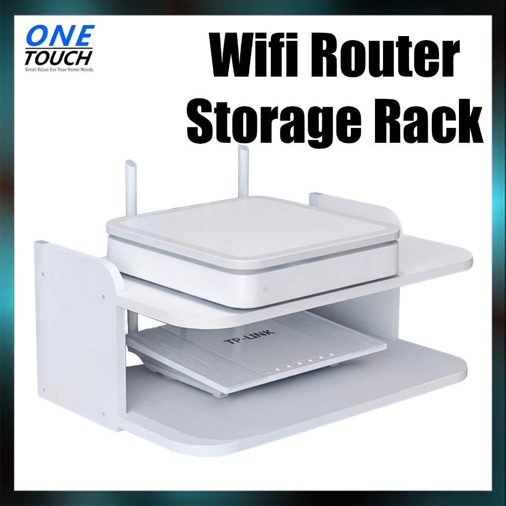 Wifi Router Storage Rack Display Holder Double Floating Wall Mount ...