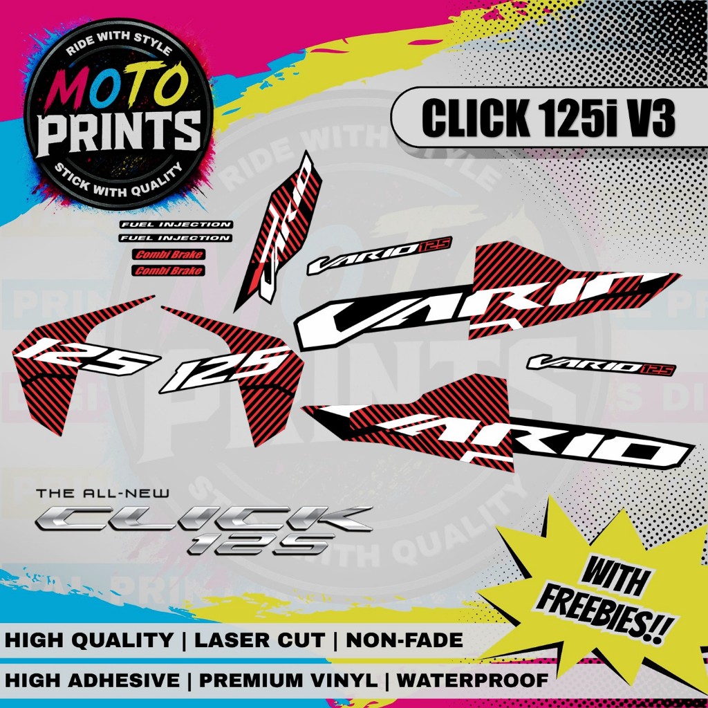 Honda Click 125i V3 Vario Malaysian Stripping Decals (WATERPROOF, NO ...
