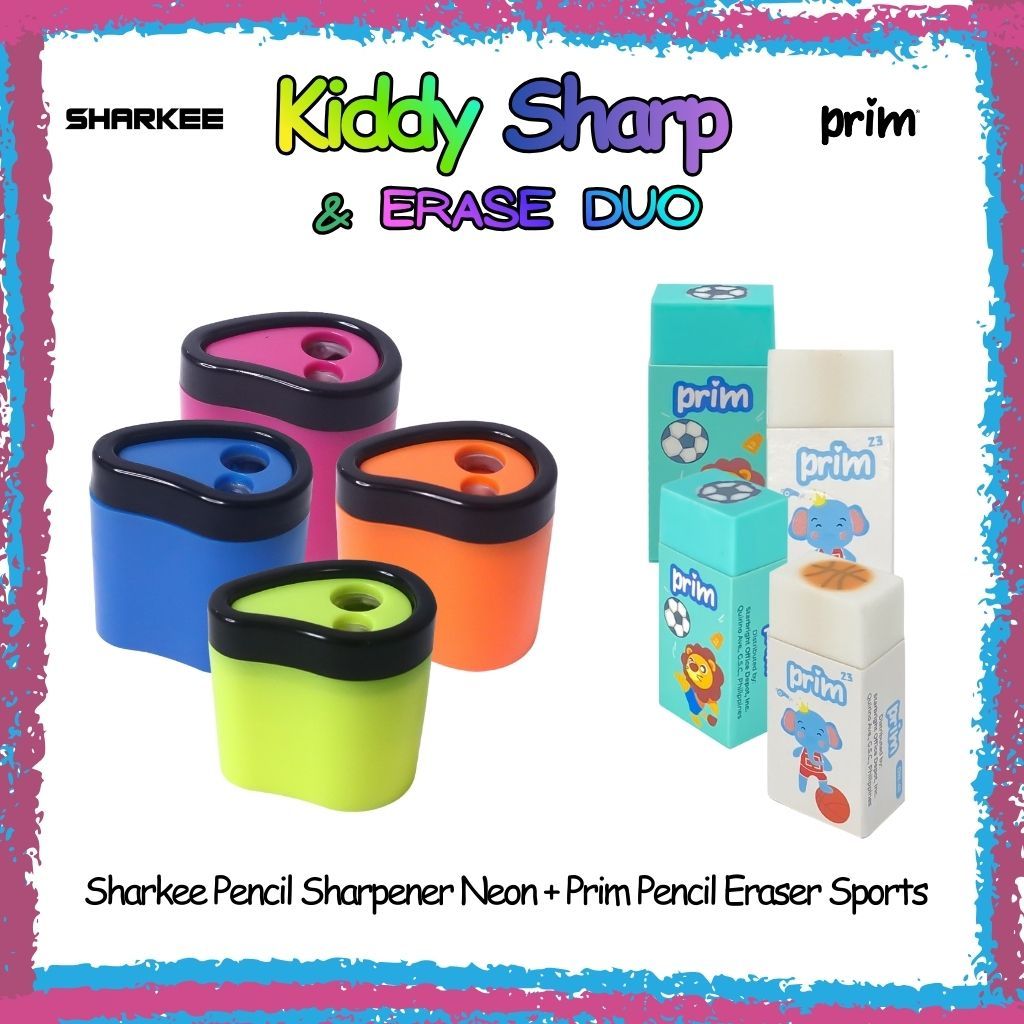 Kiddy Sharp & Erase Duo - Sharkee Neon 2-Hole Sharpener + Prim Sports ...