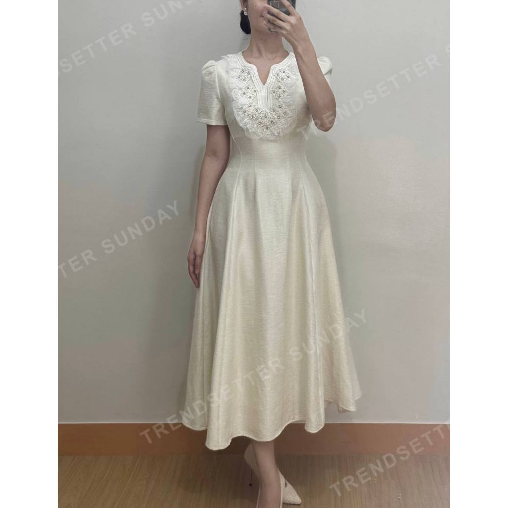 Off White Modern Filipiniana Dress for Graduation, Oath Taking, Church ...