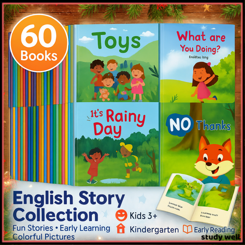 Christmas 60 Pcs Kids Story Books Set Full Color Early Reading ...