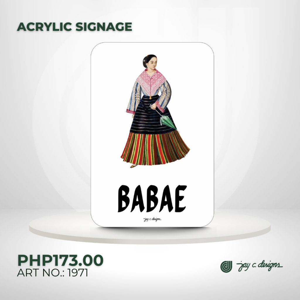 Cultural Babae Acrylic Restroom Sign Public Toilet Door Sign Bathroom ...