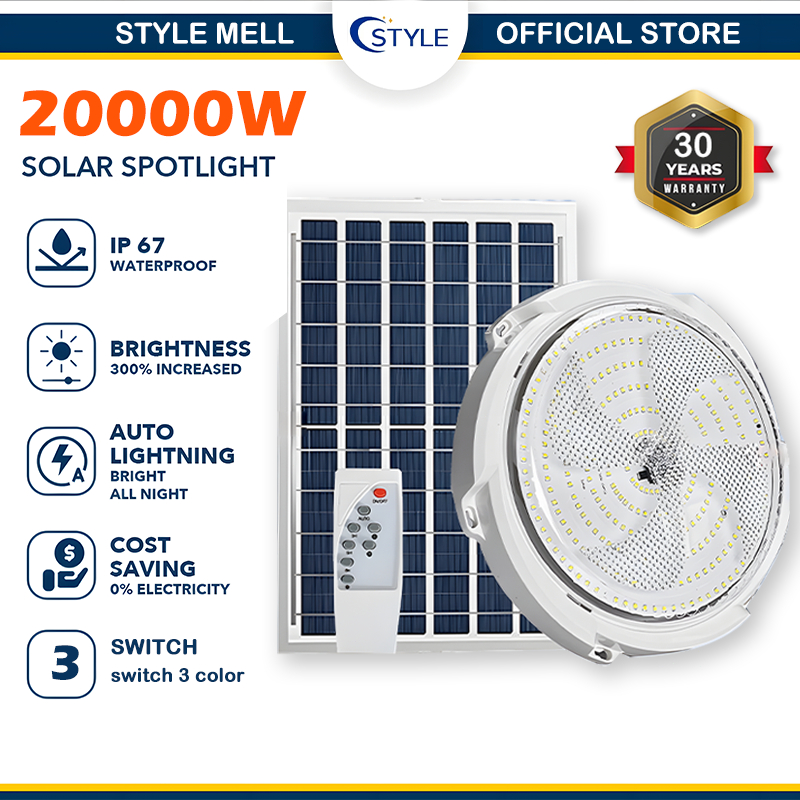 Style Mall Solar Ceiling Light Indoor Outdoor LED Solar light ...