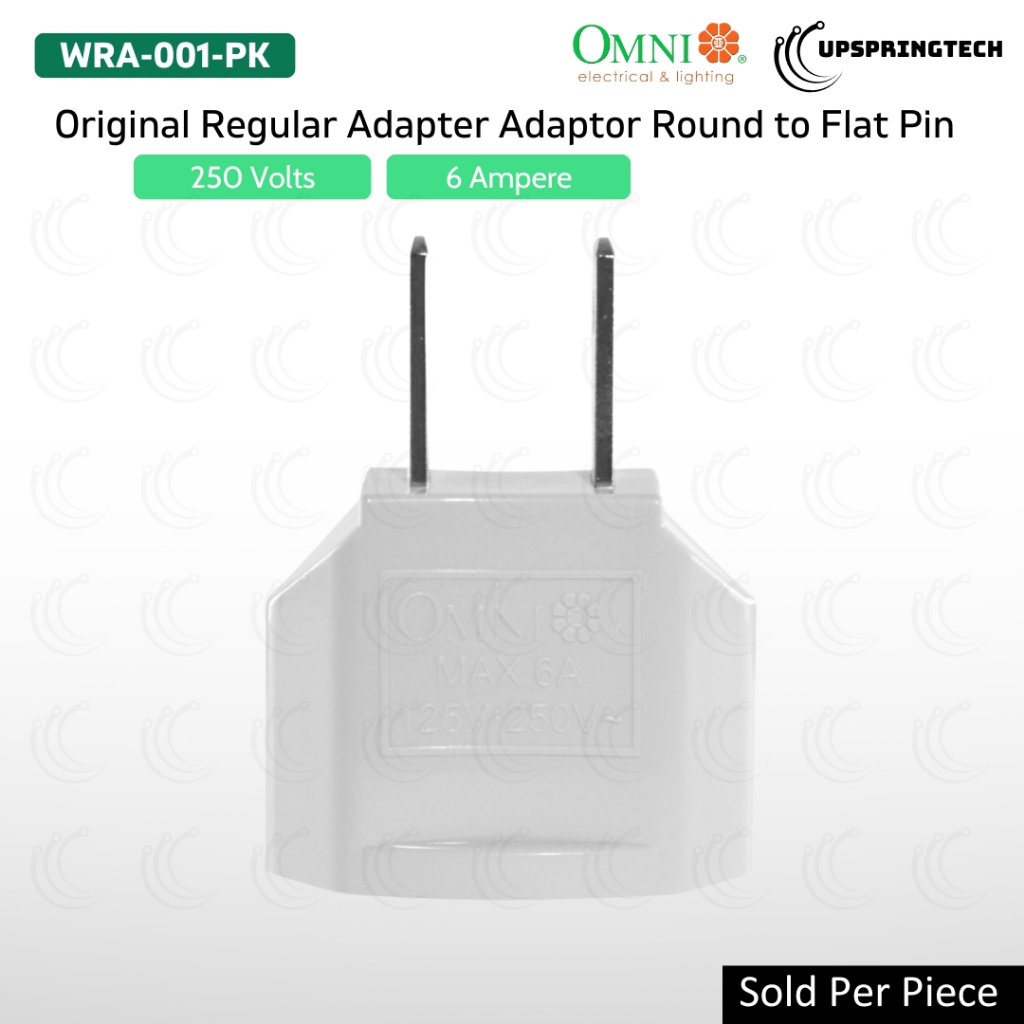 Omni WRA-001-PK Round-to-Flat Regular Adapter 6A 250V – Compact Power ...