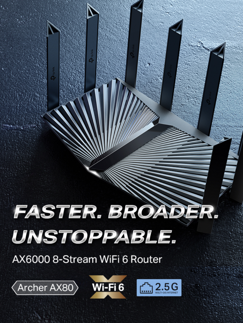 TP-Link | Archer AX80 | Dual-Band | 2.5G Multi-Gigabit Port | AX6000 | 8-Stream | Wi-Fi 6 ...