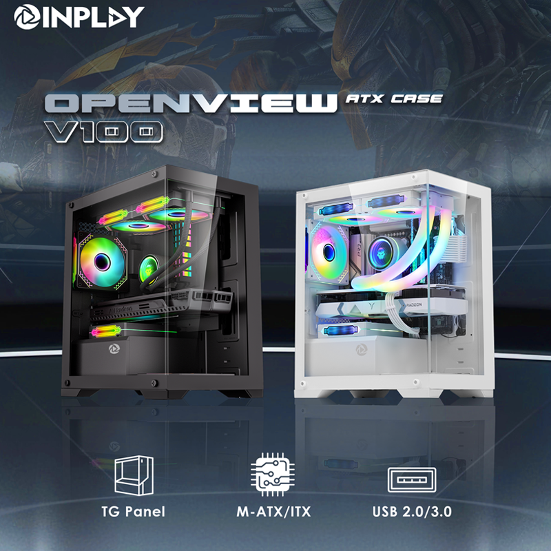 Inplay OpenView V100 PC Case Gaming Computer Case Mid-Tower M-ATX ...