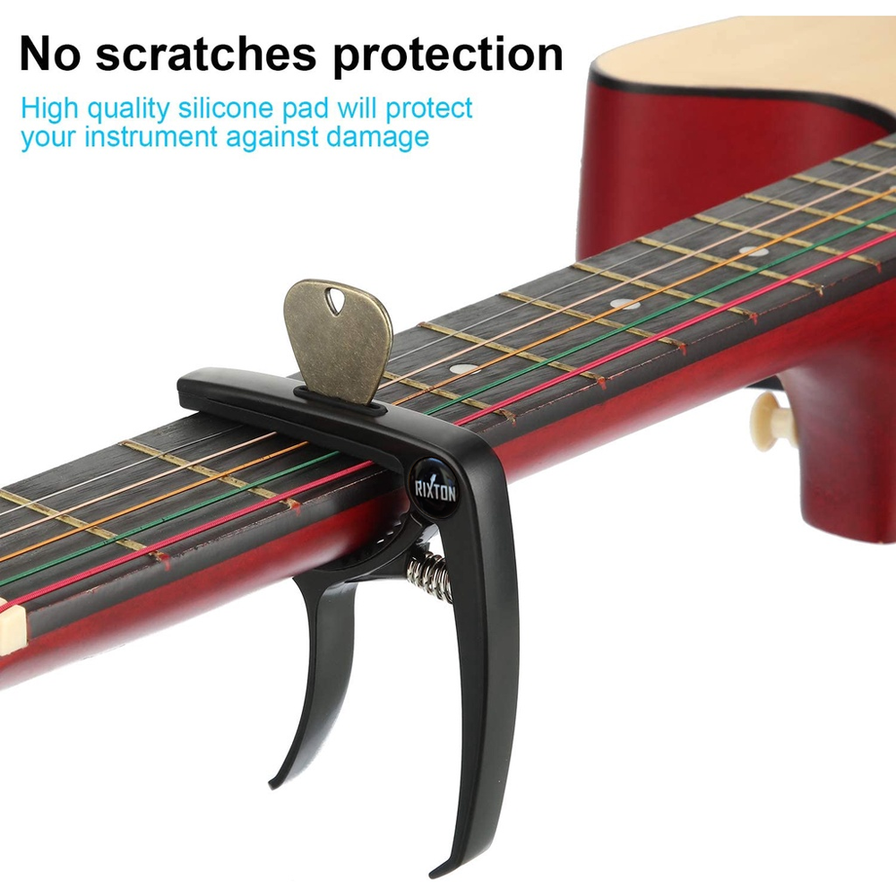 RIXTON Guitar Capo with Pick Holder Slot Metal Wood Grain Easy Change ...