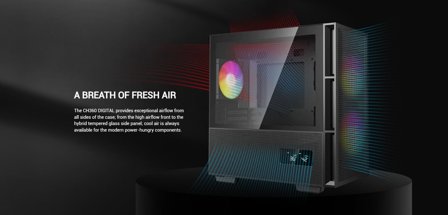 Deepcool Computer PC Case CH360 Digital High Airflow Reimagined ...