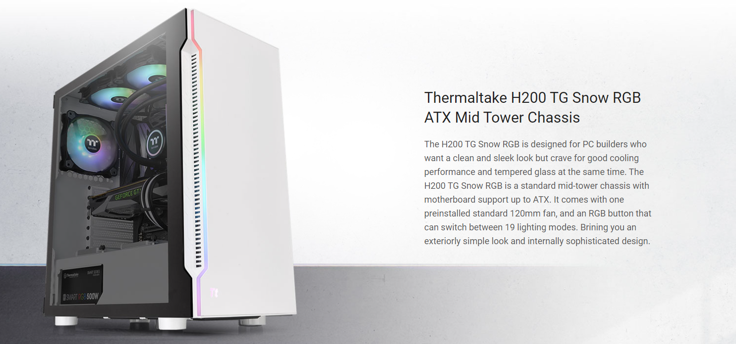 Thermaltake H200 TG ATX Mid Tower PC Case (Black | Snow) | itw | Shopee ...