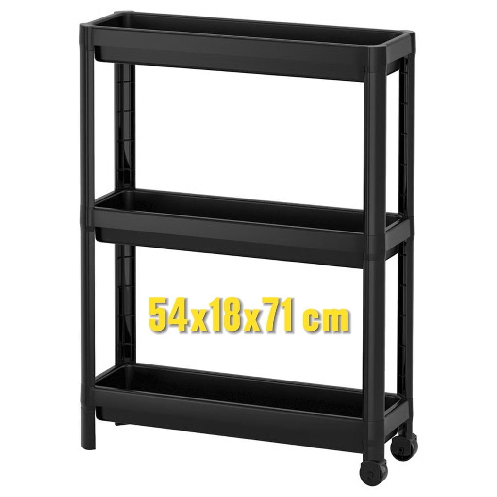 3-Tier Trolley Cart – Slim Storage Rack on Wheels | Black & White ...