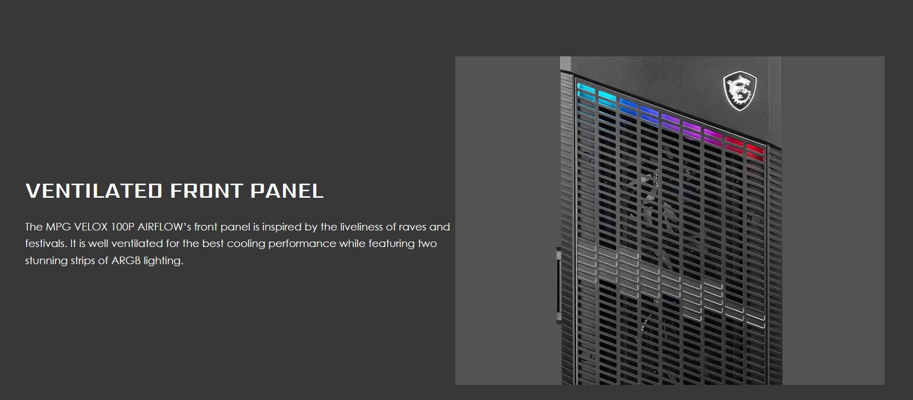 MSI MPG VELOX 100P AIRFLOW PC Case | Mid Tower / Tempered Glass / ARGB ...