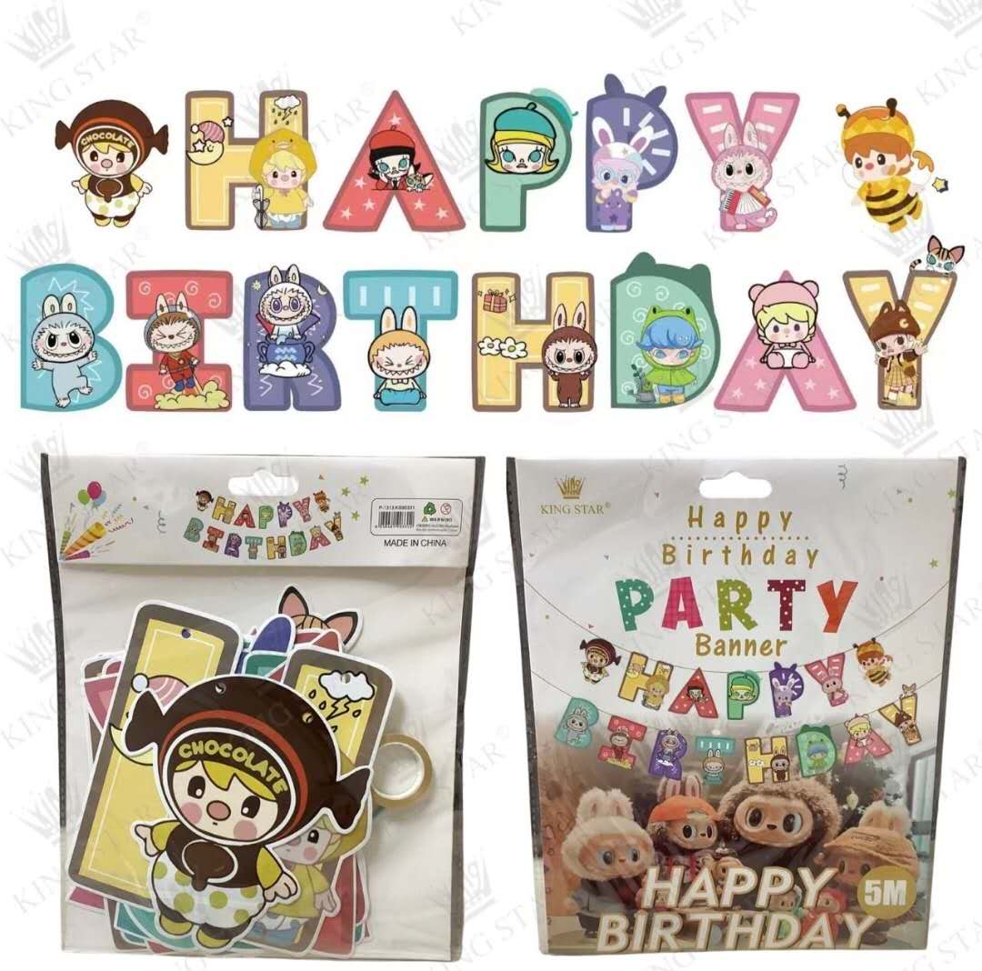 Happy Birthday Banner Characters 5M - Colorful Party Decorations with ...