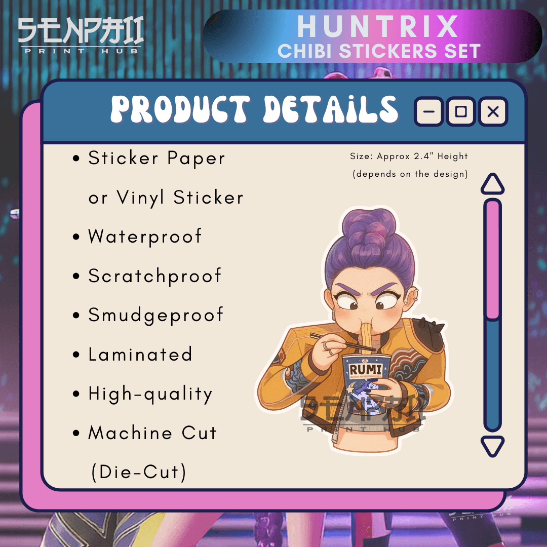 KPOP DEMON HUNTERS | HUNTRIX CHIBI STICKERS | STICKER PAPER | VINYL ...
