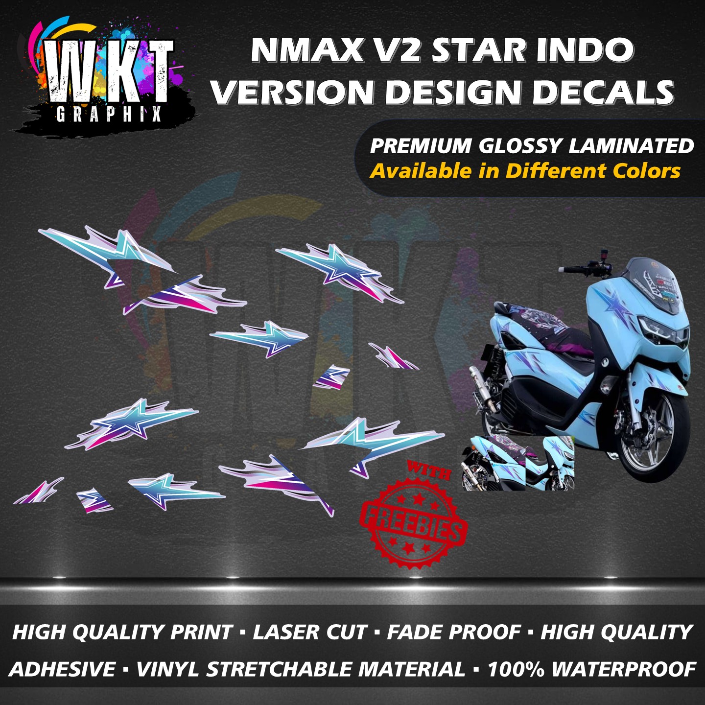 YAMAHA NMAX V2 STAR INDO VERSION DESIGN DECALS STICKER (WATERPROOF ...