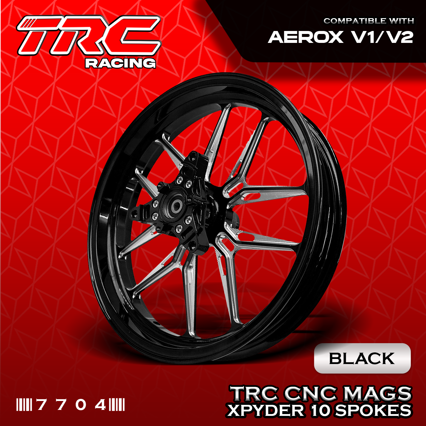 TRC RACING CNC XPYDER 10 SPOKES MAG WHEELS (2.5F x 3.5R x 14) for AEROX ...