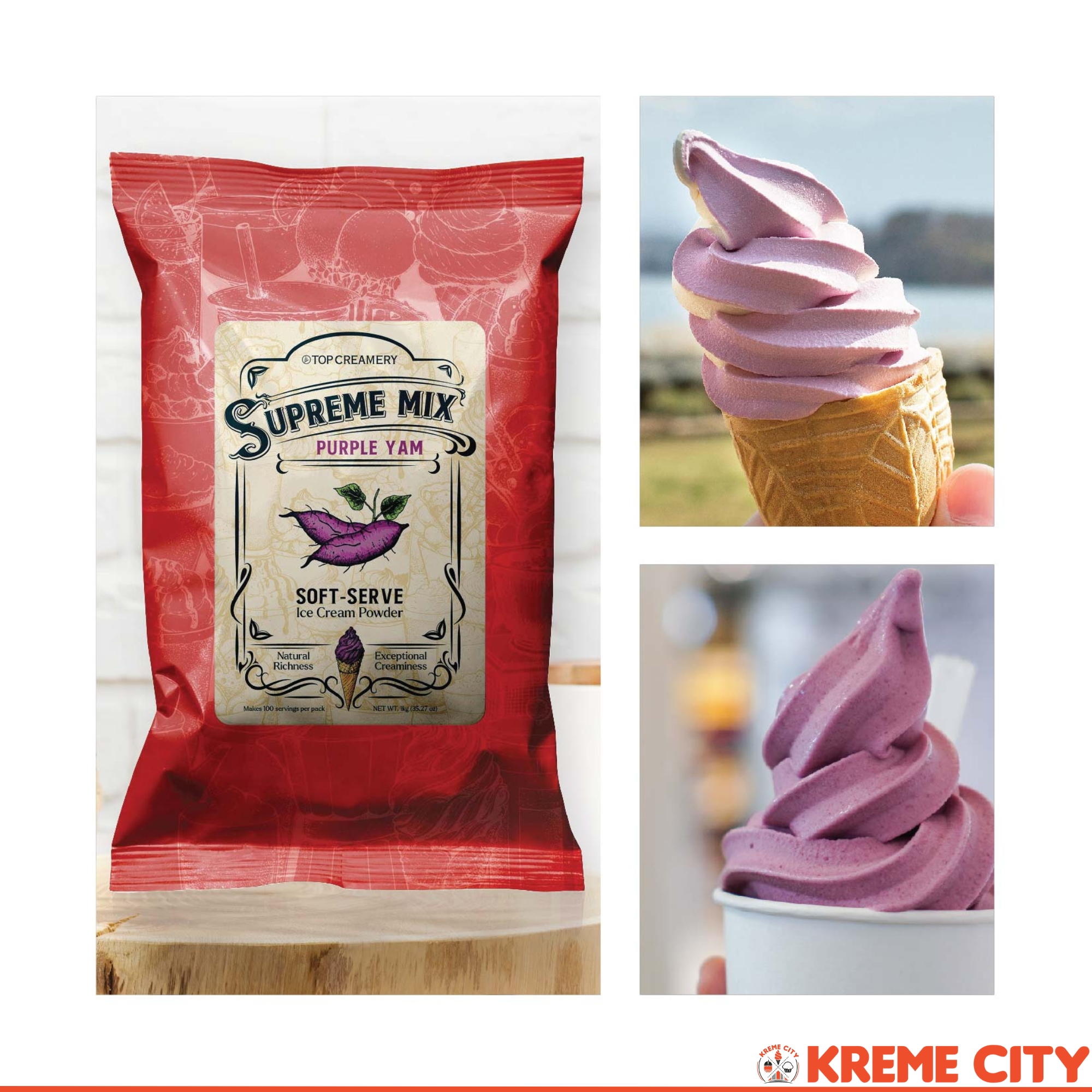 TOP Creamery Supreme Purple Yam Soft Serve Ice Cream Powder Premix 1kg ...