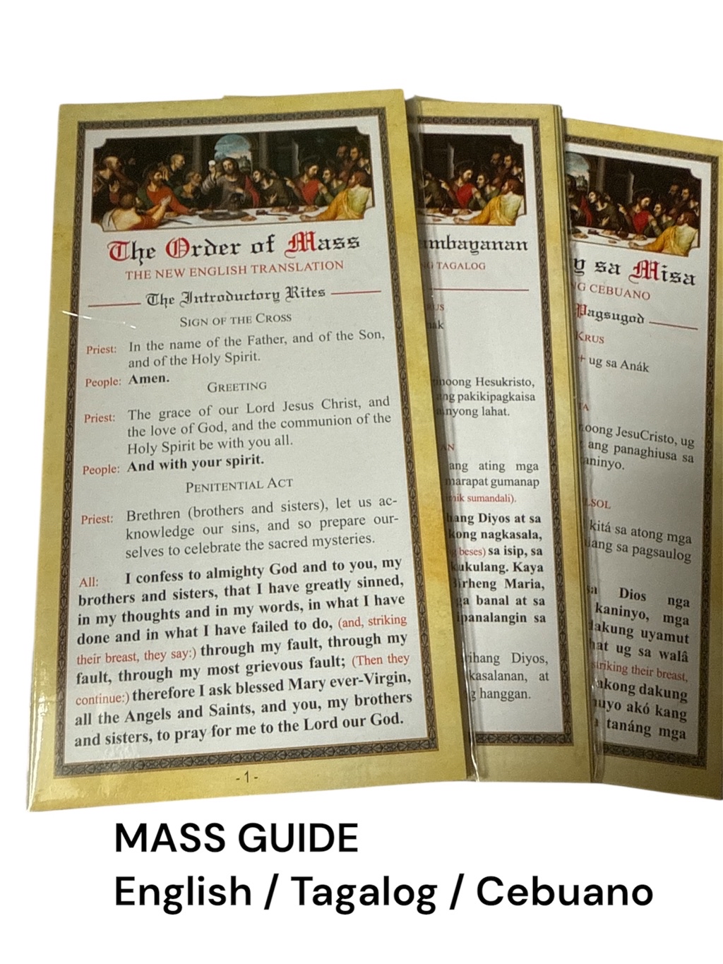 THE ORDER of MASS - Mass Guide (English / Tagalog / Cebuano) 4 x 7.5 ...