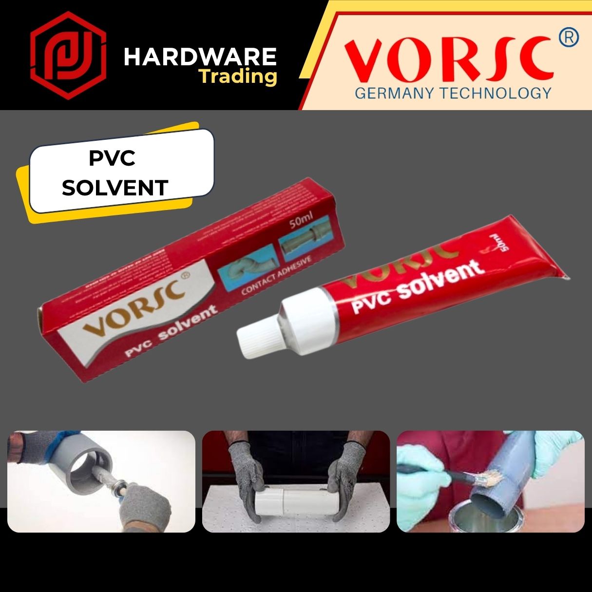VORSC PVC SOLVENT CEMENT PVC PIPE CEMENT 50ML | Shopee Singapore