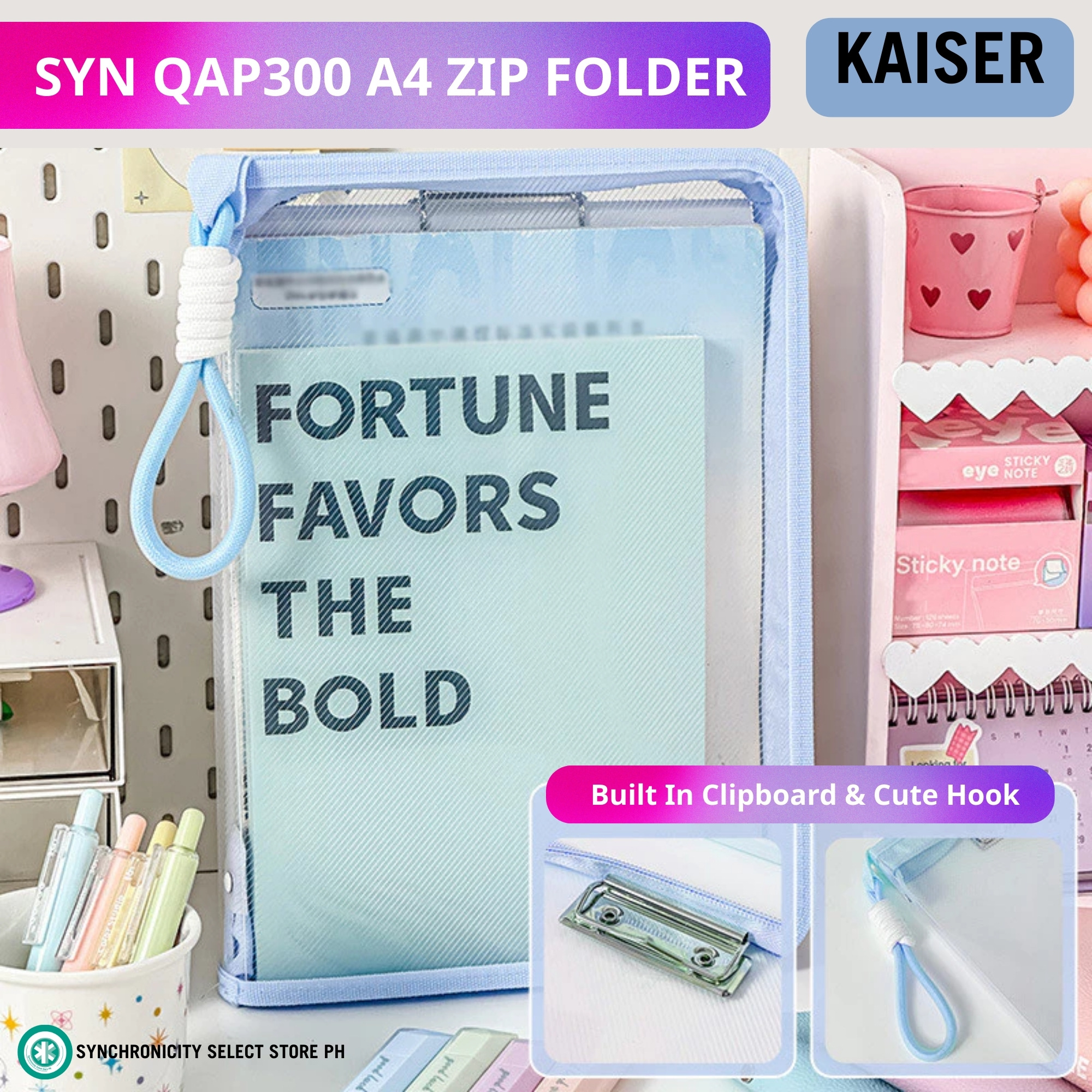 SYN QAP300 A4 ZIP FOLDER Transparent Mesh Zipper File Bag with Metal ...
