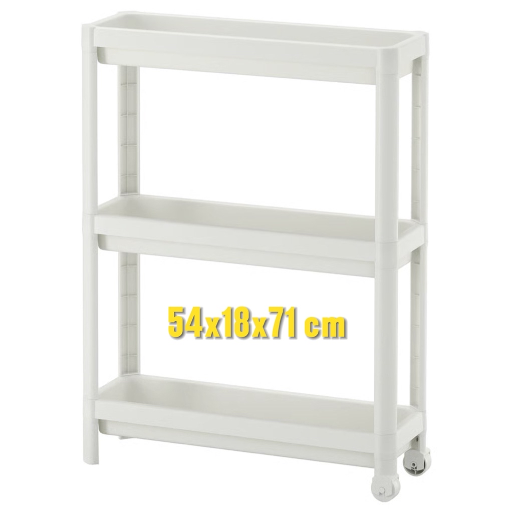 3-Tier Trolley Cart – Slim Storage Rack on Wheels | Black & White ...