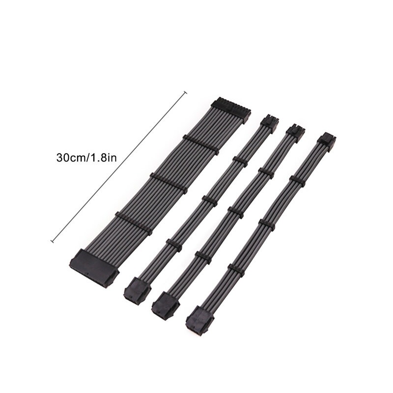 Female to Male 18AWG Sleeved PSU Extension Power Cable 30cm Computer ...