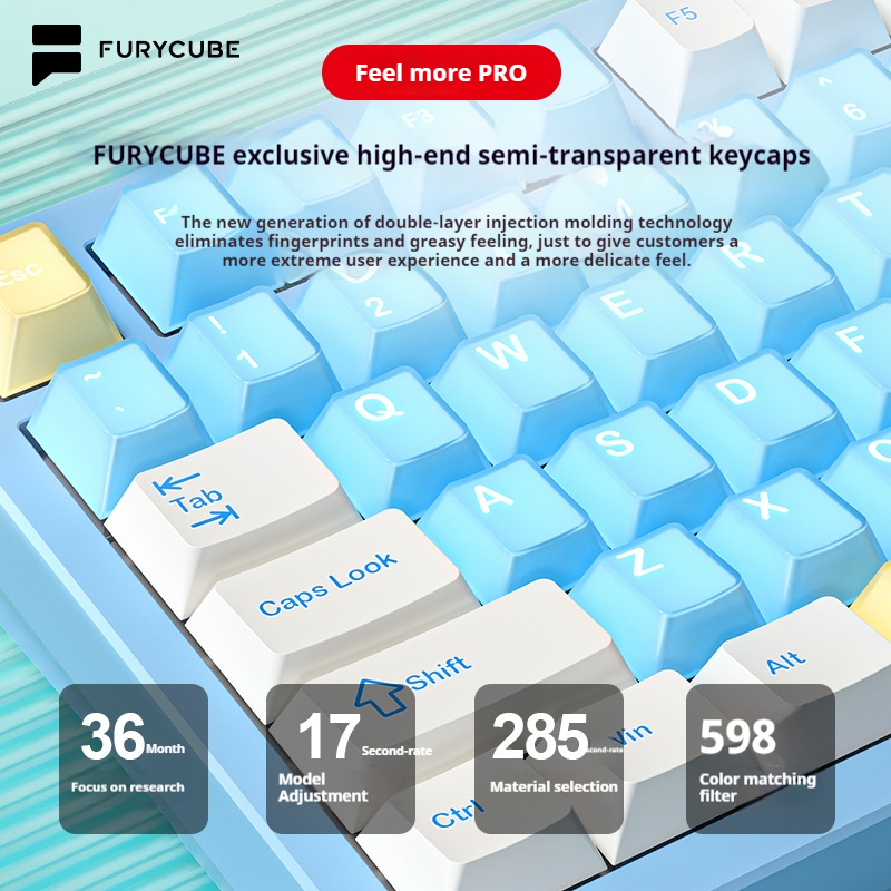 FURYCUBE PBT Material Semi Transparent DIY Customized F75PRO Game ...