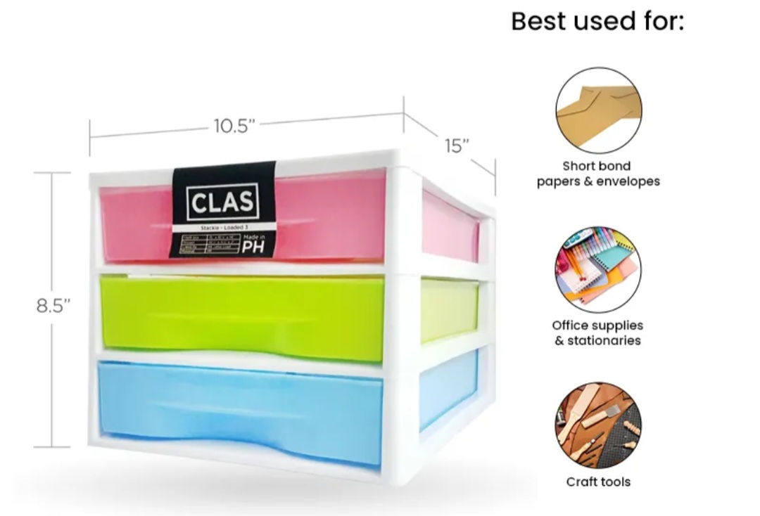 Clas Stackie Loaded 3 Layer Drawer Storage Organizer Fit up to Long ...