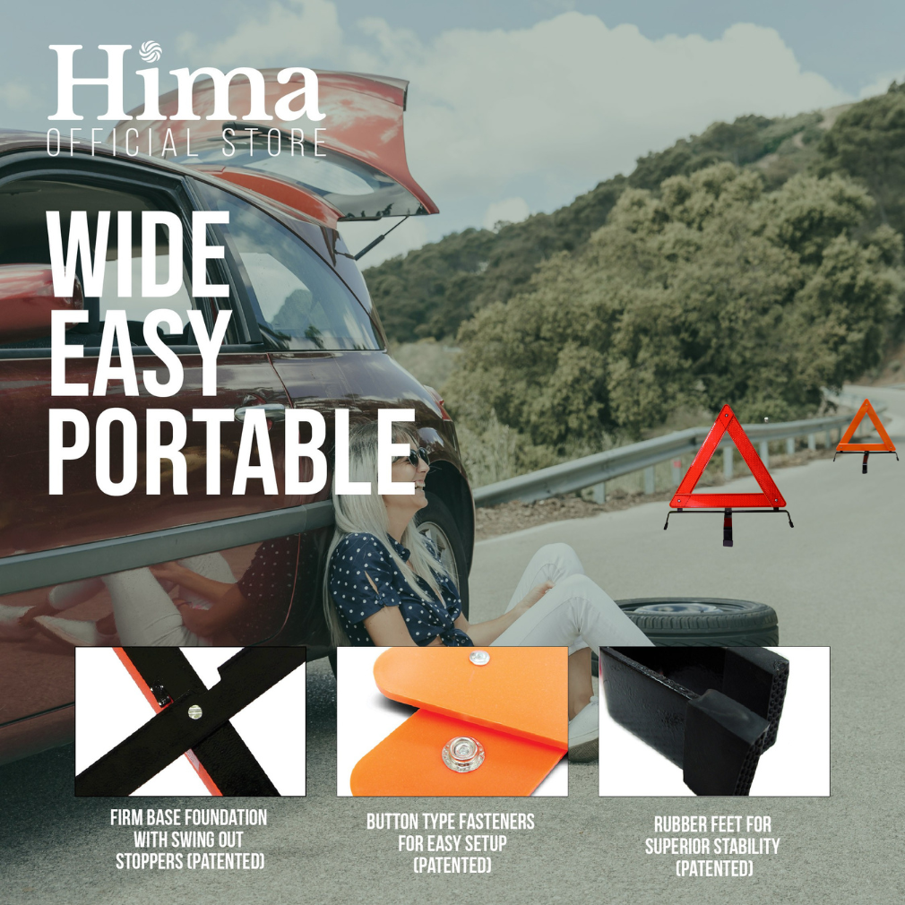 HIMA Warning Triangle LTO Approved – Reflective, Stable Base, Easy ...