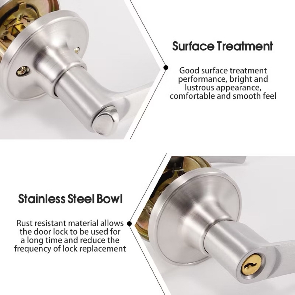 LEVER DOOR SET ENTRANCE Lever Wave Handle Door Knob Set (3 KEYS ...