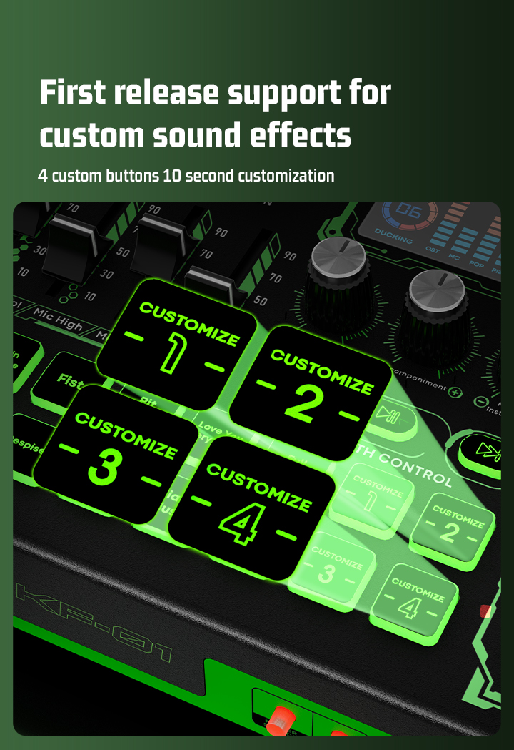 Koorfly KF01 Sound Card DJ Mixer 48V Microphone Set Custom Sound Effect ...