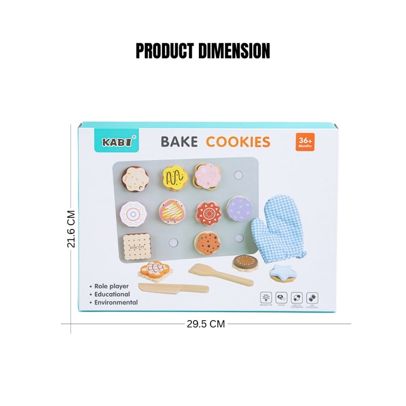 KABI Bake Cookies Playset Toys Pretend Play Baking Children Tray Velcro ...