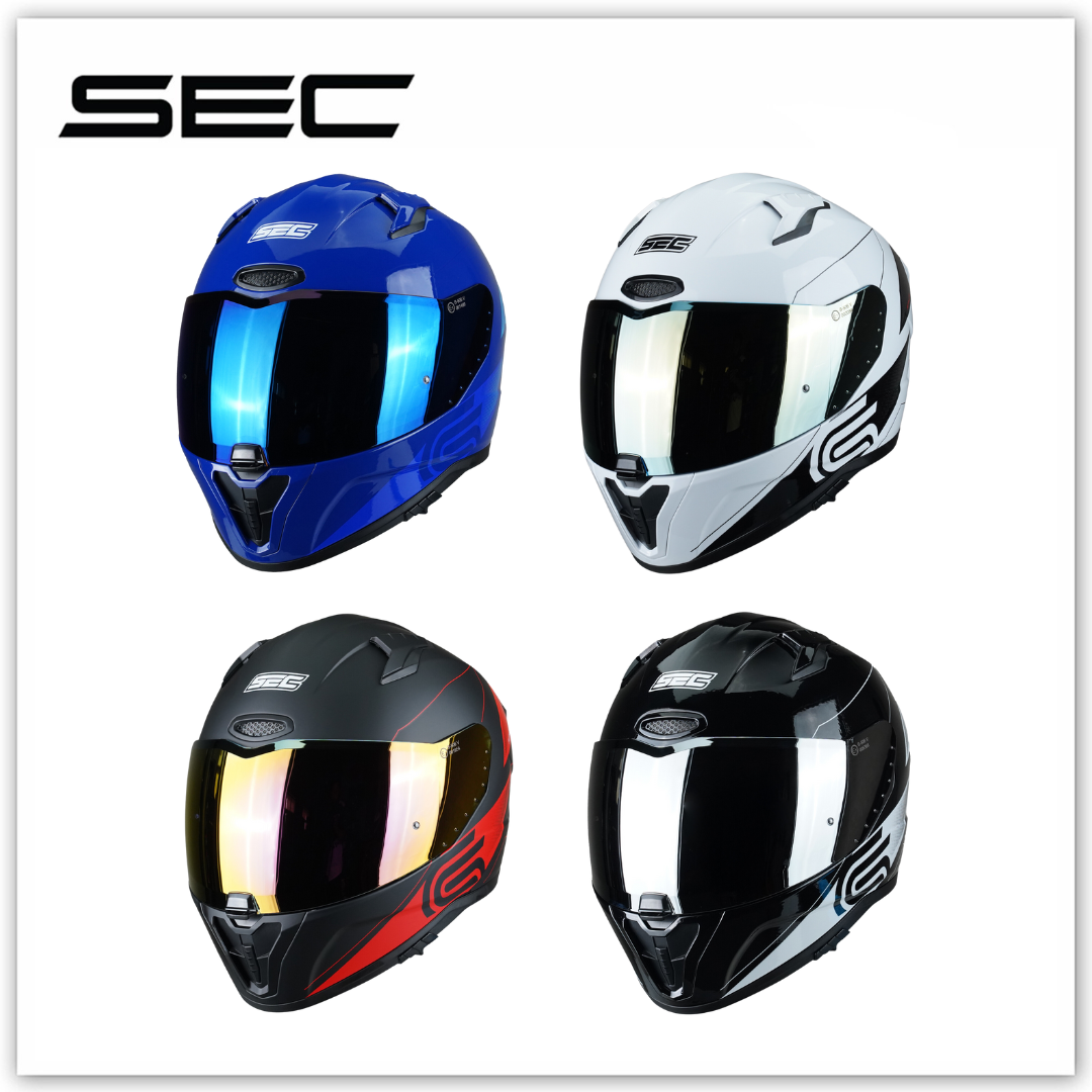 SEC Full Face Helmet for Motorcycle Atmos - Solid Gloss/Matte (M-XL ...