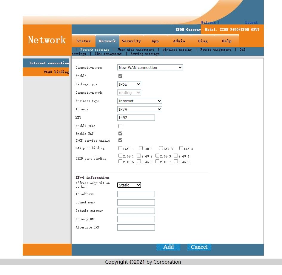 ZTE WIFI Modem F450 V2 EPON ONU ONT OLT 1GE+2FE English Version Second ...