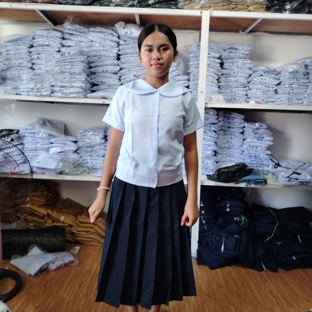 SCHOOL UNIFORM SET/PALDA+BLOUSE/KATRINA FABRIC/BABY COLLAR/MARINE ...