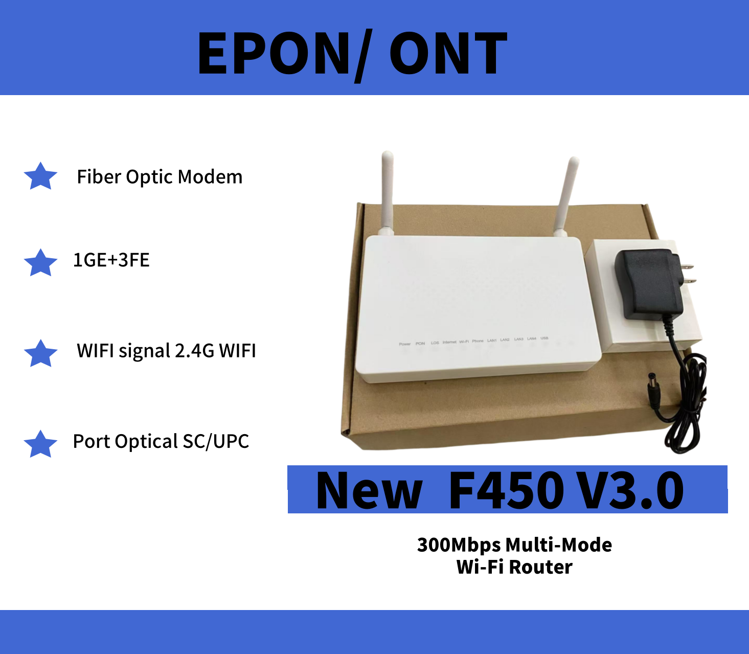 2nd hand ZTE WIFI Modem EPON ONU F450 V2 ONT OLT 1GE+2FE English ...