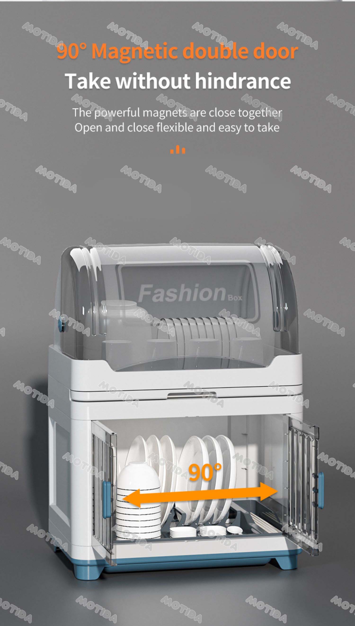 Household Dish Storage Drain Rack With Cover Kitchen Double Dish ...