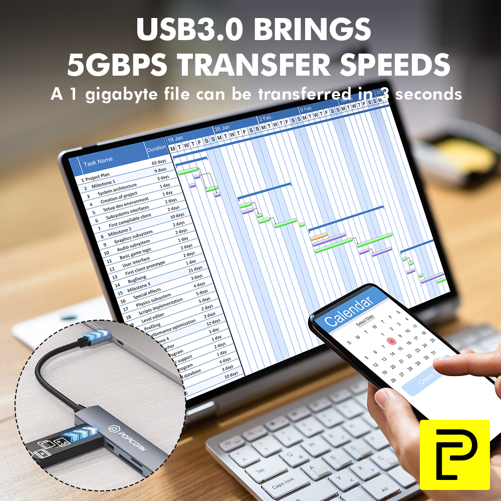 Popcorn USB 3.0 Hub 5in1 High Speed Splitter Adapter Expander Converter ...