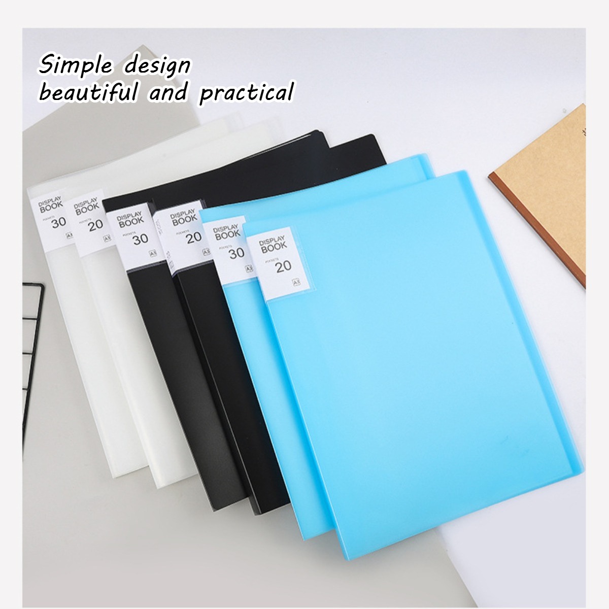 8K/A3 Clear Book Transparent Folder 30/60 Pages Paper Storage File ...