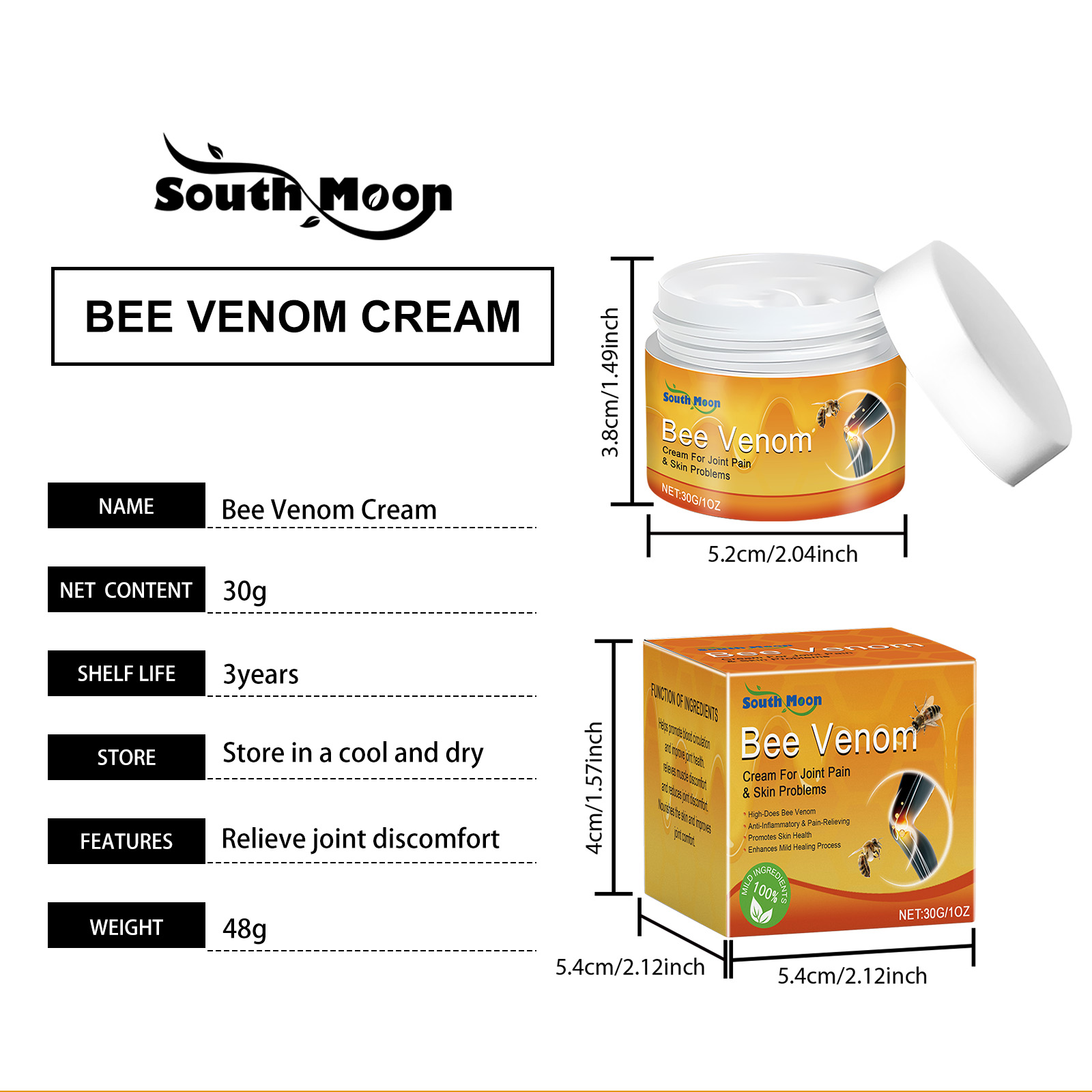 South Moon Bee Venom Cream For Joint Pain 30g Bee Venom Joint Relief ...