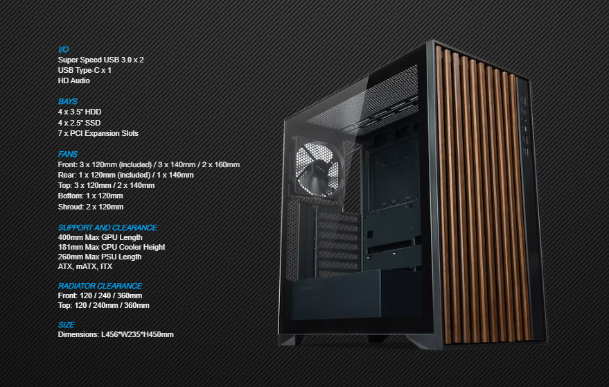 Tecware Timber High Airflow ATX TG Case w/ 4X120mm Fan | Black and ...