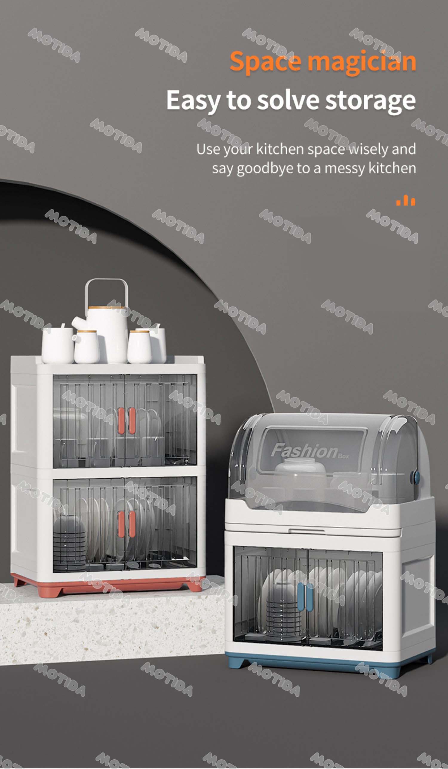 Household Dish Storage Drain Rack With Cover Kitchen Double Dish ...