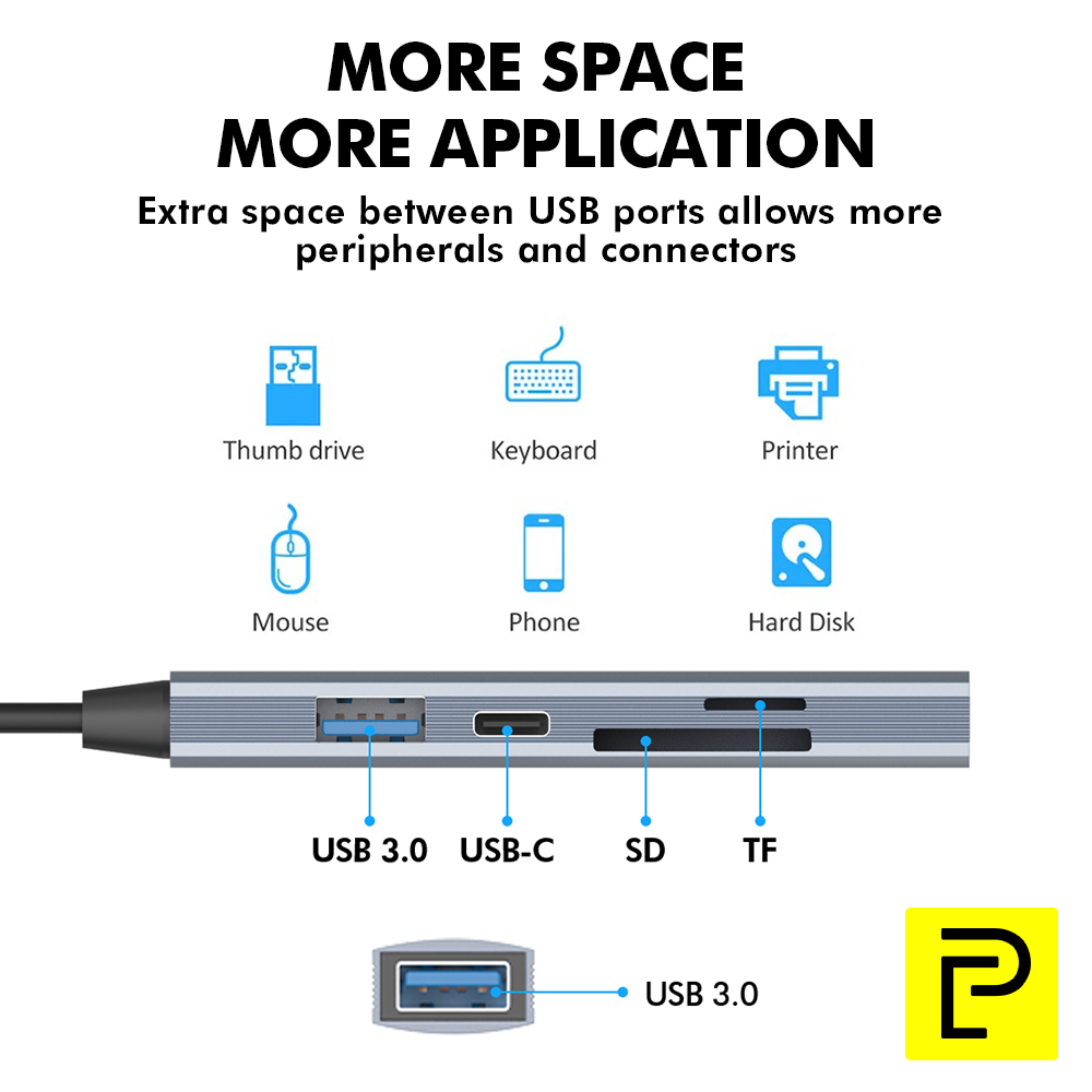 Popcorn USB 3.0 Hub 5in1 High Speed Splitter Adapter Expander Converter ...