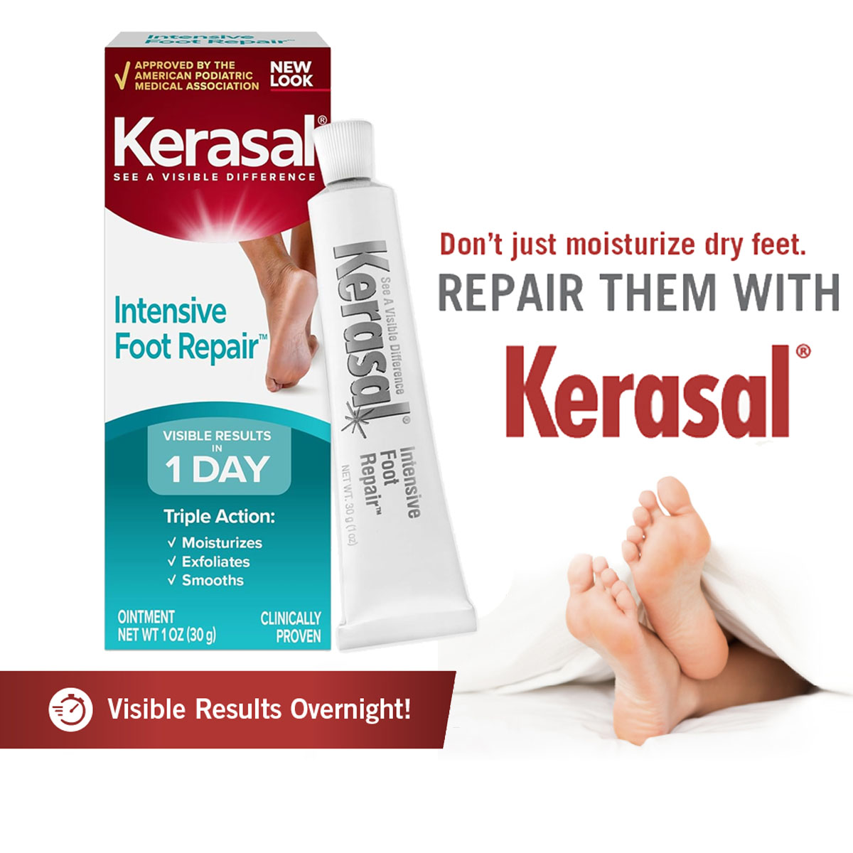 Kerasal Intensive Foot Repair Skin Healing for Cracked Heels and Dry ...